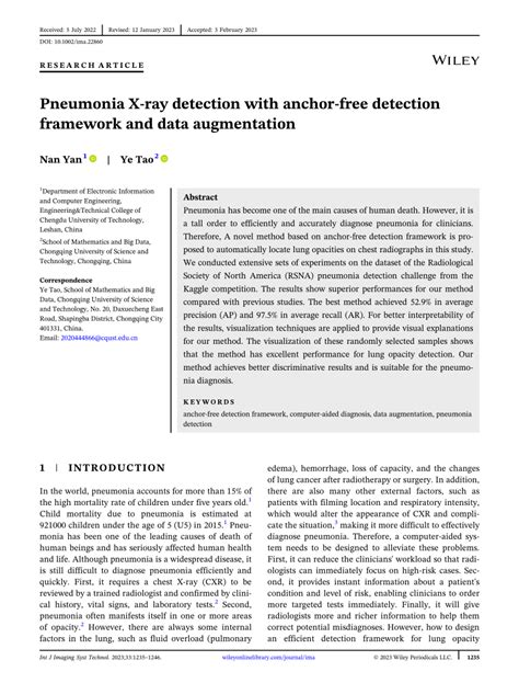 Pneumonia X‐ray Detection With Anchor‐free Detection Framework And Data Augmentation