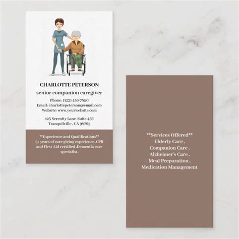 Cute Senior Companion Or Elderly Caregiver Business Card Zazzle