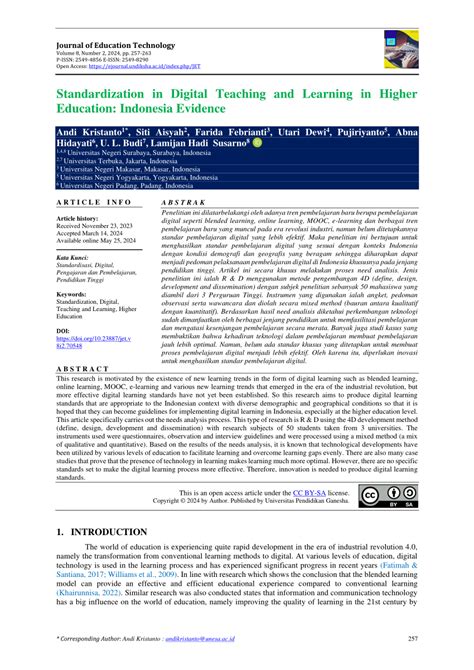 Pdf Standardization In Digital Teaching And Learning In Higher