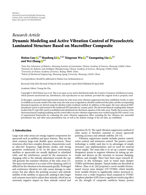 Pdf Dynamic Modeling And Active Vibration Control Of Piezoelectric Laminated Structure Based