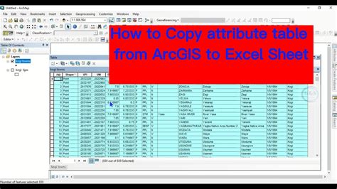 How To Copy Attribute Table From Arcgis To Excel Sheet Youtube