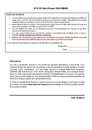 Tutorial Assignment GTS Tutorial Assignment SU Control Of Gene