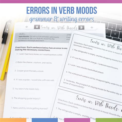 Verb Mood Errors Worksheets Shift In Verb Moods Worksheets Language