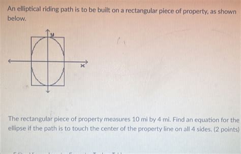 An Elliptical Riding Path Is To Be Built On A Rectangular Piece Of