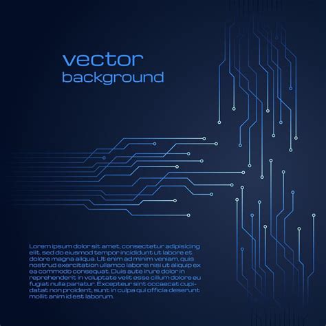 Abstract Technological Dark Blue Background With Elements Of The Microchip Circuit Board