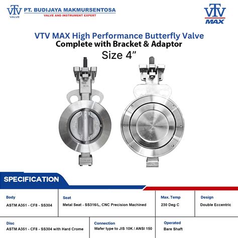 Vtv Max High Performance Butterfly Valve Body Ss304 Metal Seat