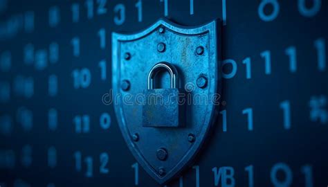 Secure Digital Shield A Rustic Metal Lock And Binary Code Stock Image