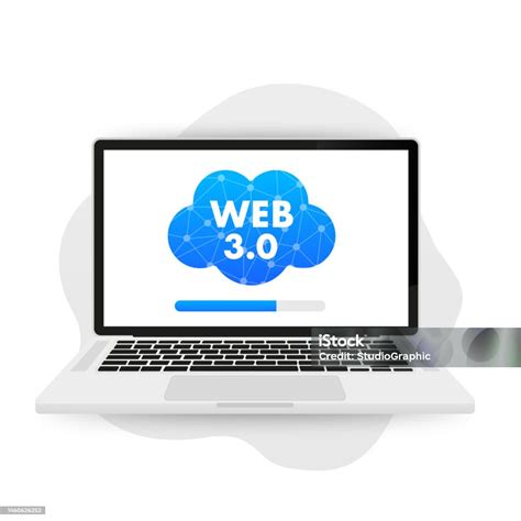 텔러스 인터넷 센터가 있는 웹 30 아이콘 네트워크 스토리지 네트워크 랩톱에 데이터 로드의 개념 벡터 그림 가상현실에 대한 스톡