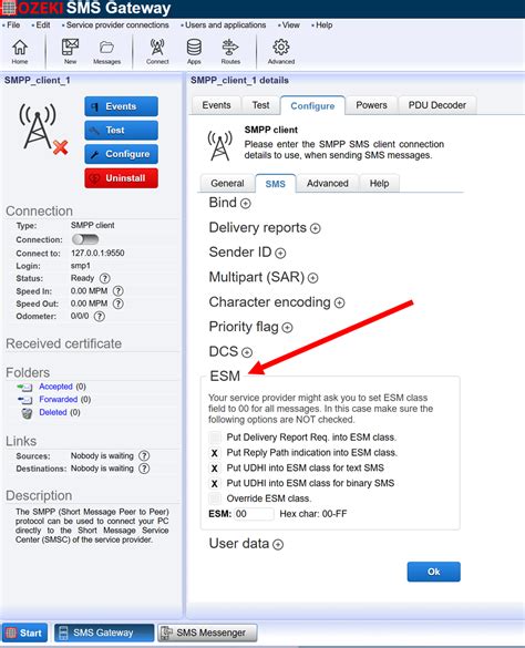How To Configure The Smpp Esm Class Field