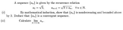 solved sequence a is given by the recurrence relation 01 v2 un