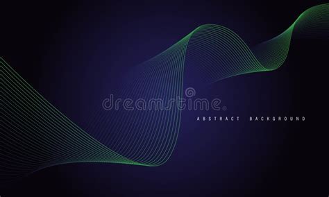 Abstract Green Line Wave Curve On Dark Blue Design Modern Luxury Technology Futuristic