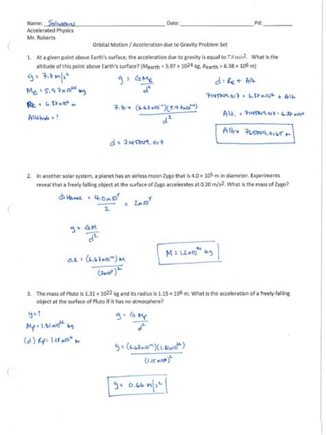 Orbital Motion Problem Set Solutions Pdf