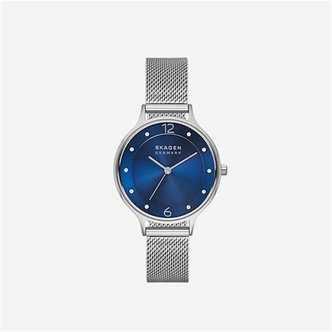 스카겐 아니타 릴리 쓰리핸드 30mm 딥 오션 스테인리스 스틸 메쉬 실버 Skagen Kream