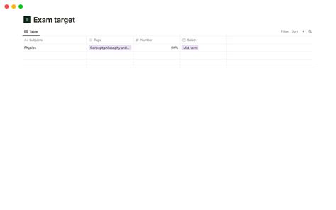 Exam Target Notion Template