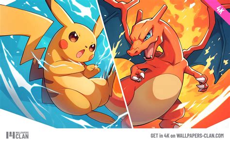 Pikachu And Charizard Pokémon Dual Battle Wallpaper 4k Wallpaper
