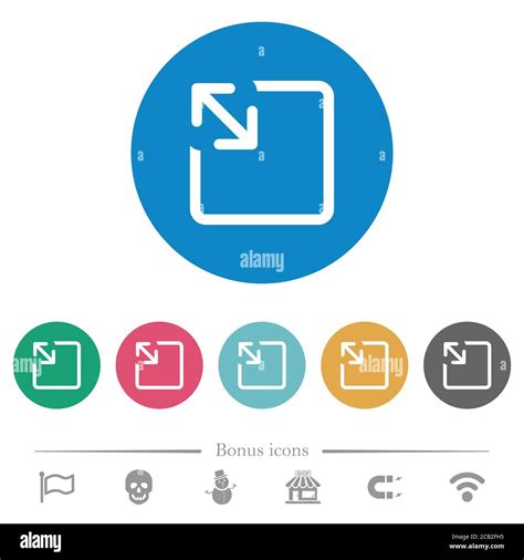 Resize Object Flat White Icons On Round Color Backgrounds 6 Bonus Icons Included Stock Vector