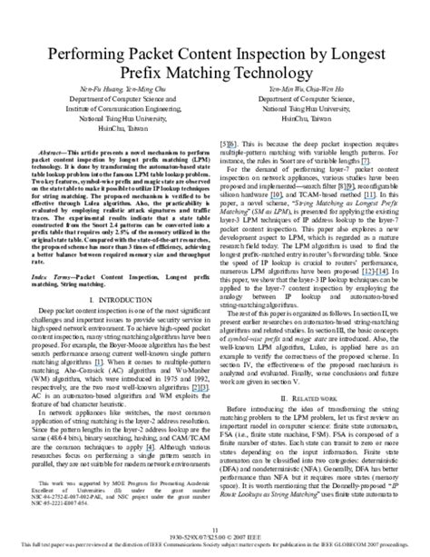 Pdf Performing Packet Content Inspection By Longest Prefix Matching