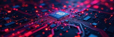 Abstract Glowing Circuit Board Digital Nodes Futuristic Tech