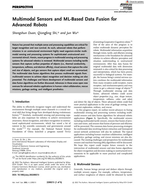 Advanced Intelligent Systems 2022 Duan Multimodal Sensors And Ml