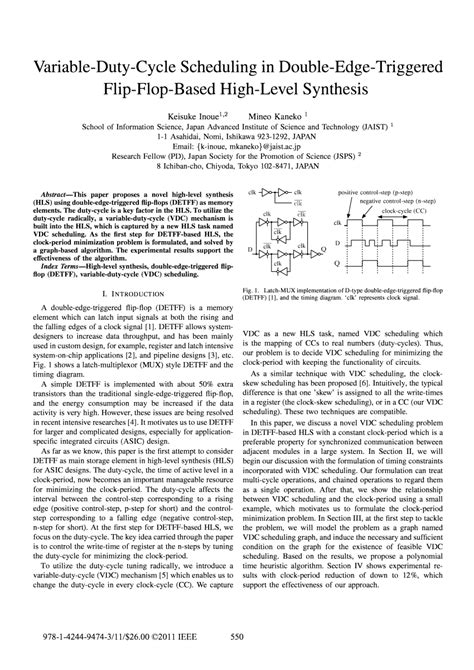 Pdf Variable Duty Cycle Scheduling In Double Edge Triggered Flip Flop
