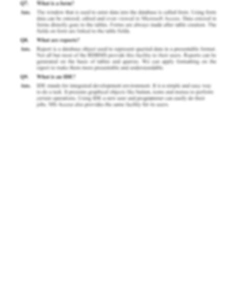 Solution Class 12th Computer Science Chapter Introduction To Microsoft Access Complete Smart