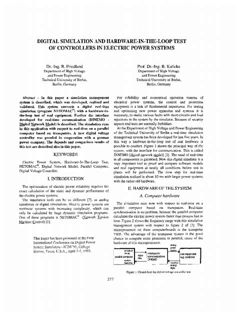 Digital Simulation And Hardware In The Loop Test Of Controllers In Electric Power Systems Ieee