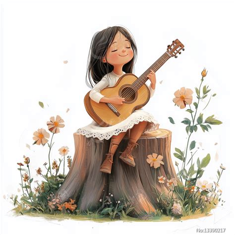弹吉他的卡通女孩ai图片下载 红动中国