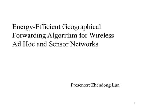 Energy Efficient Geographical Forwarding Algorithm For Wireless Ad Hoc