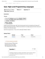 Quiz High Level Programming Languages CSIS110 Introduction To Computer