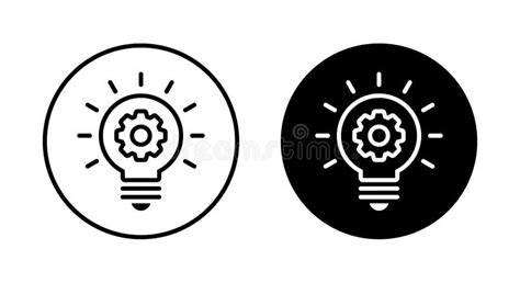 Light Bulb With Gear Icon On Black Circle Implementation Development