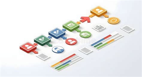 Isometric Workflow Process Chart Business Project Management Stages