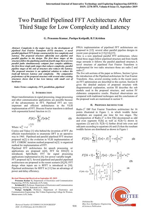 Pdf Two Parallel Pipelined Fft Architecture After Third Stage For Low