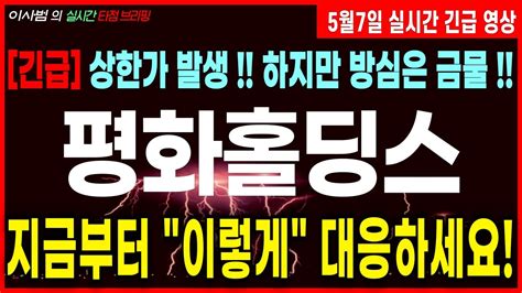 평화홀딩스 주가전망 긴급 상한가 발생 하지만 방심은 금물 지금부터 이렇게 대응하세요 Youtube