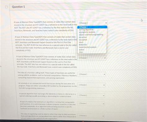 Solved A Type Of Abstract Data Type Adt That Consists Of
