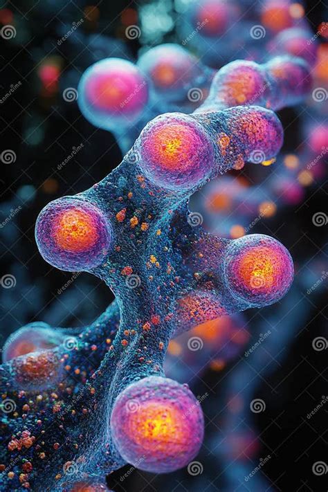 Colorful Microscopic View Of Cellular Structures Displaying Vibrant Colors And Intricate Details