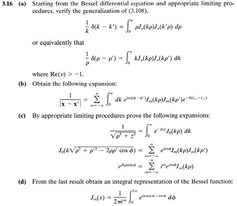 Solved 316 A ﻿starting From The Bessel Differential