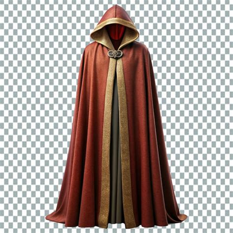 중세 시대 의 후드 로 된 망토 가 투명 한 배경 에 고립 되어 있다 프리미엄 Ai 생성 Psd