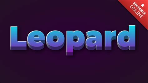 Leopard Blue Purple Magic 3d Text Effect Generator