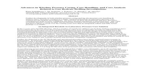 Pdf Advances In Wireline Pressure Coring Core Handling · Pdf