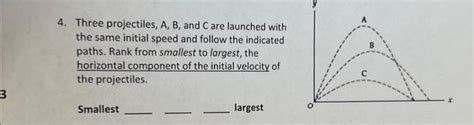 Solved 4 Three Projectiles A B And C Are Launched With