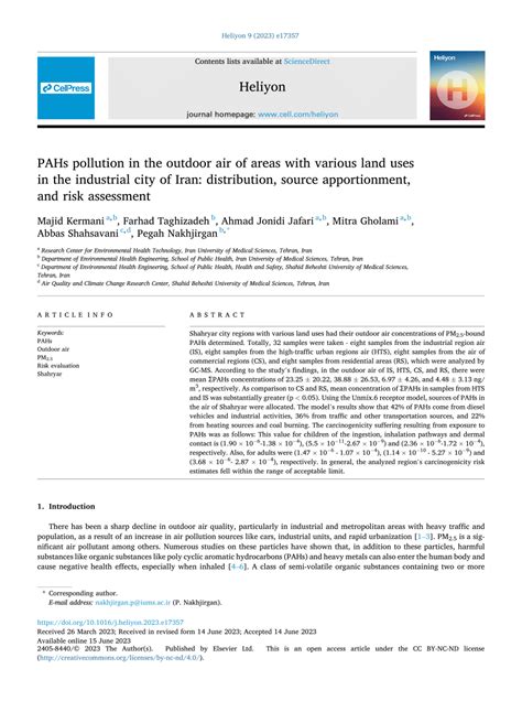 Pdf Pahs Pollution In The Outdoor Air Of Areas With Various Land Uses In The Industrial City