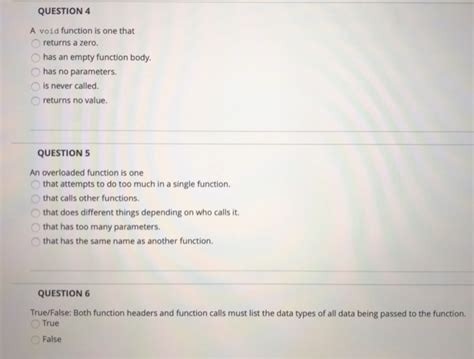 Solved QUESTION A Void Function Is One That Returns A Chegg Com