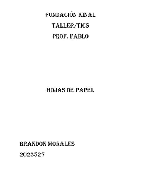 Tipos De Hojas De Papel Brandon Morales Pdf Cartón Papel