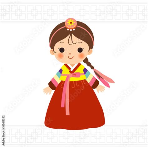 한복을 입은 여자아이 Stock 벡터 Adobe Stock