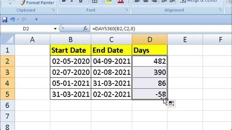 days360 formula in microsoft excel computerexcelsolution youtube