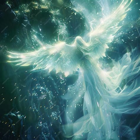 Premium Photo Ethereal Angel Ascending In A Shimmering Celestial Star