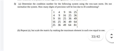 5 a determine the condition number for the