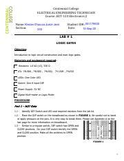 EET LAB Logic Gates F Rev Pdf Centennial College ELECTRICAL ENGINEERING TECHNICIAN