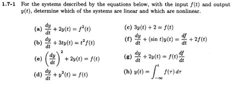 Solved For The Systems Described By The Equations Below