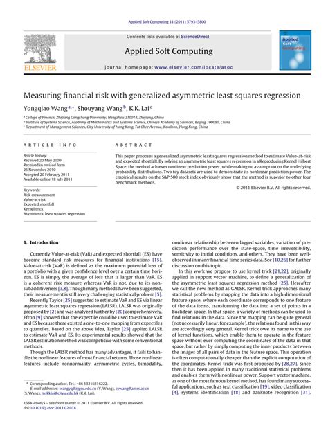 Pdf Measuring Financial Risk With Generalized Asymmetric Least